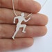 Runner Necklace Pendant - Silver Running Man Silhouette Pendant -hand ...