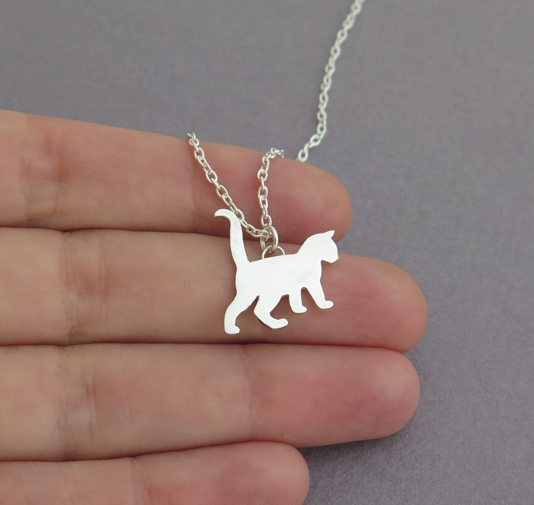 Cat Necklace, Cat Jewelry, Silver Necklace for Women, Cat Pendant ...