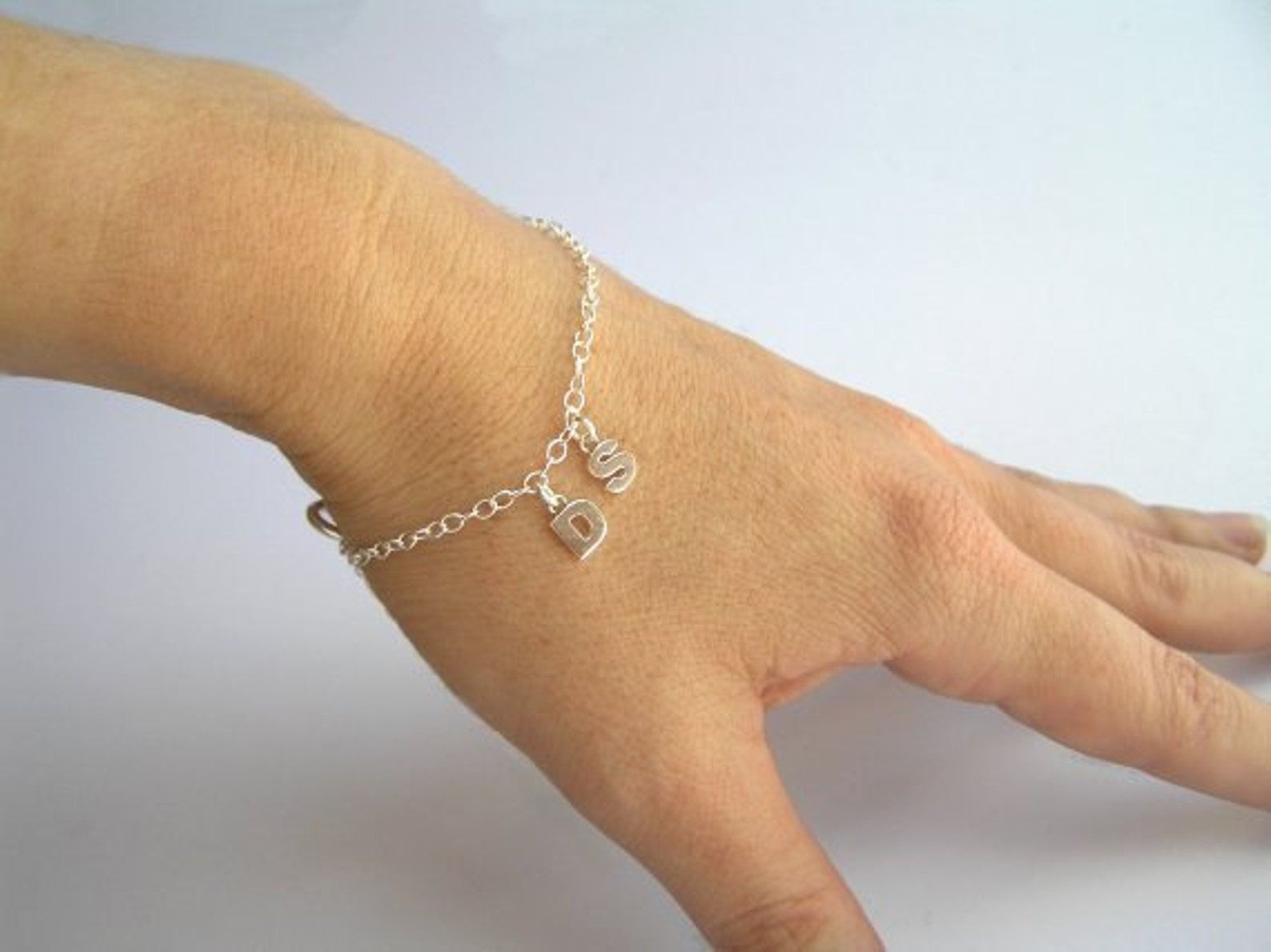 Sterling Silver Initials Bracelet Letters Bracelet - Etsy