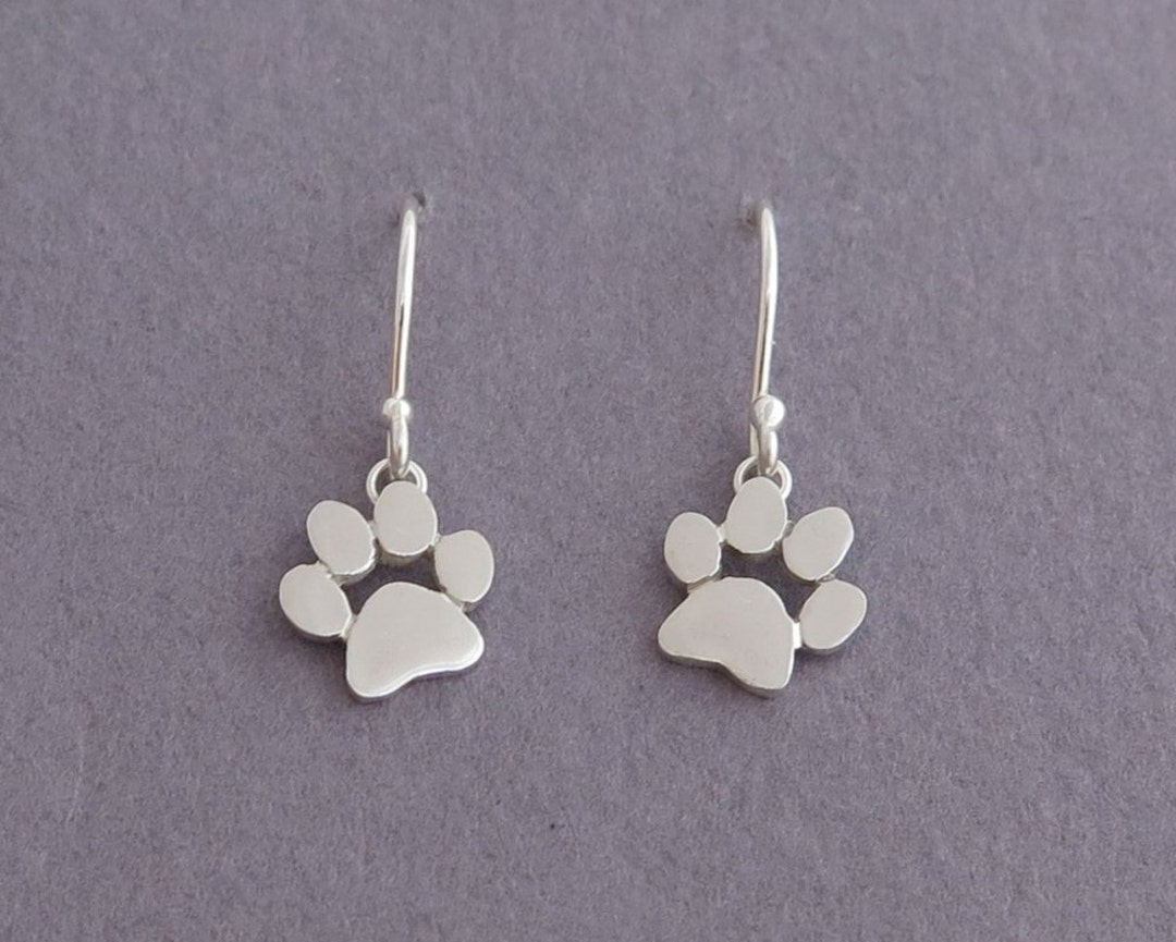 Dangle Paw Print Earrings - Sterling Silver Cats and Dogs Paws - Pet ...