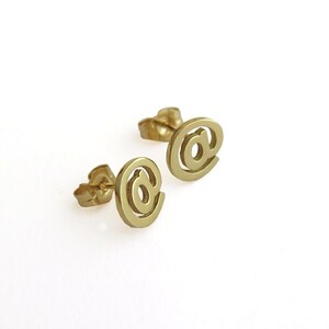14k Gold at Sign Stud Earrings - Computer Symbol Solid Gold Jewelry - Etsy
