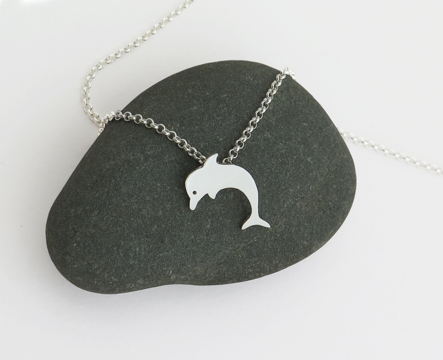 Sterling Silver Dolphin Necklace Pendant Animal Necklace | Etsy