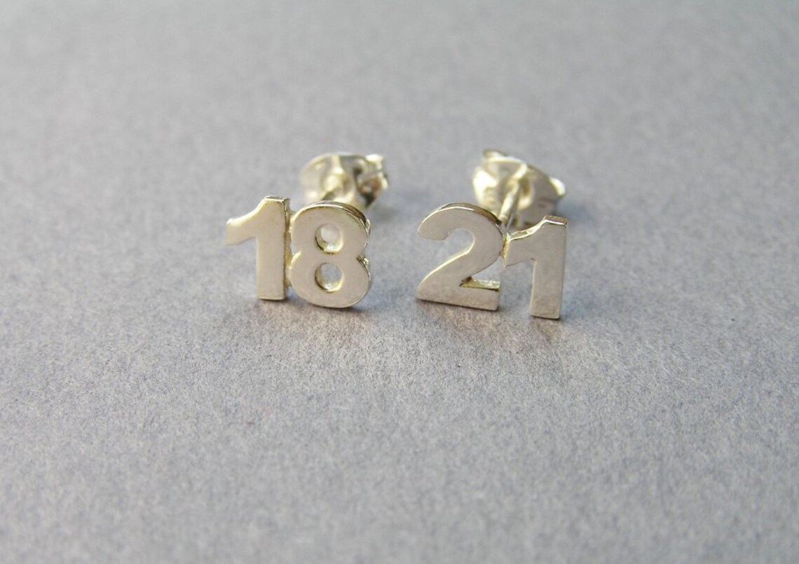 Custom Numbers Earrings Number Stud Earrings Two Digits - Etsy