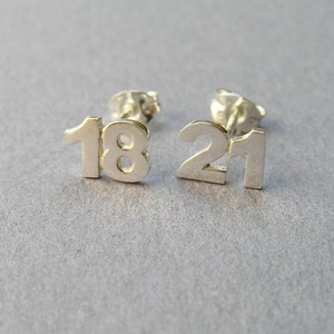 Custom Numbers Earrings - Number Stud Earrings - Two Digits Sterling ...