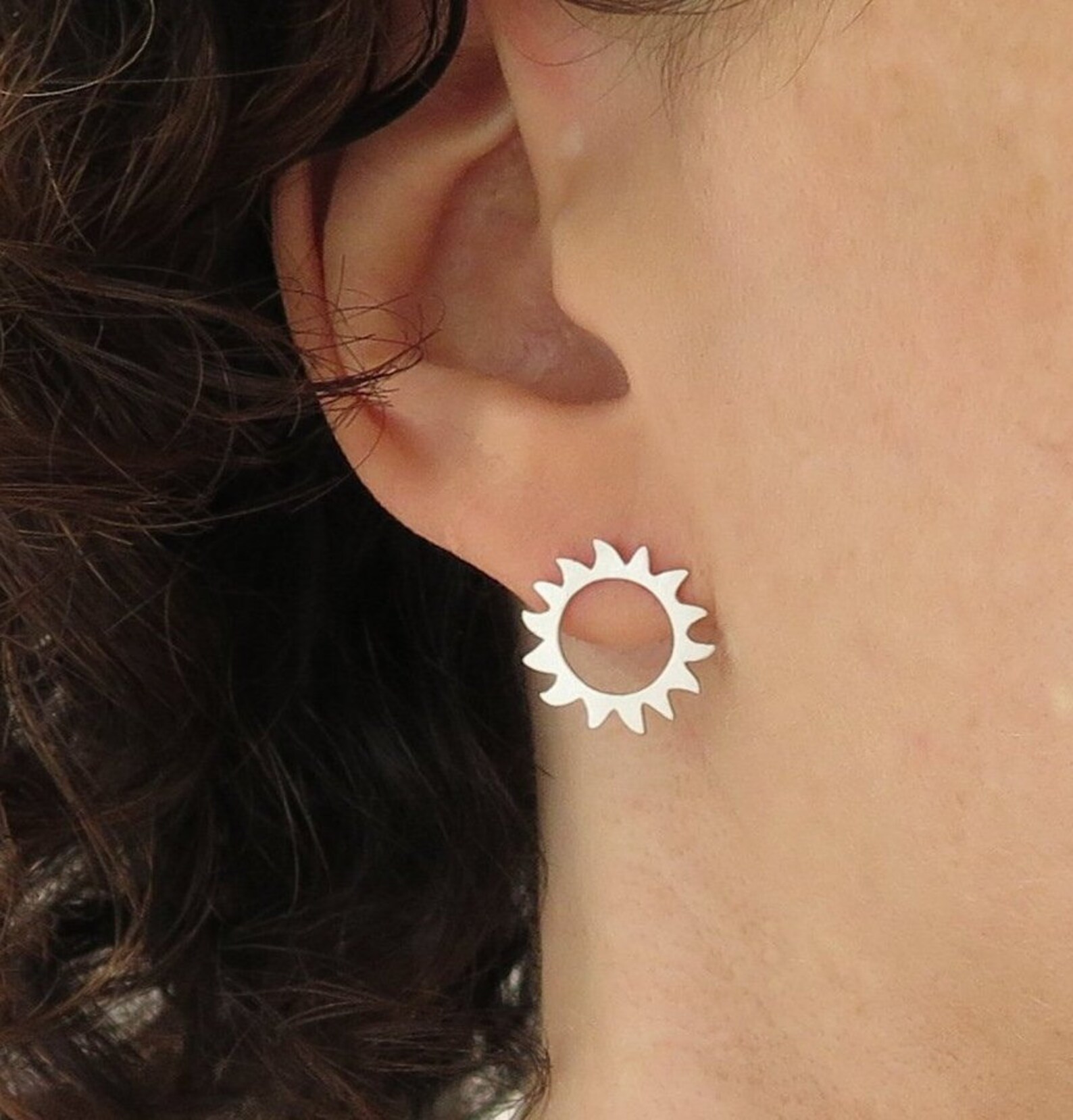 Gold Stud Earrings, 14k Gold Earrings, Sun Earrings, Sunburst Earrings ...
