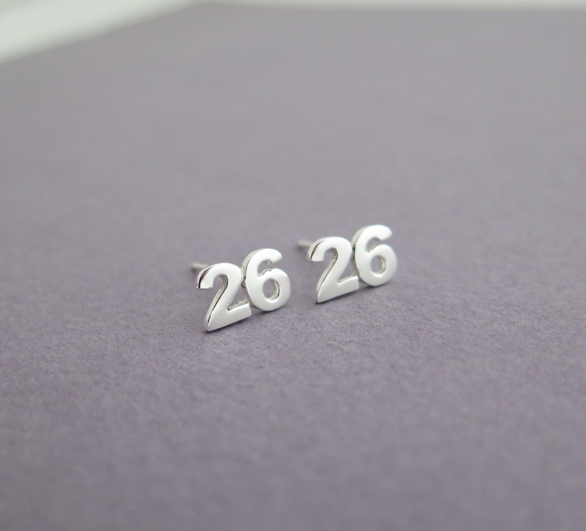 Number Earrings, Personalized Earrings, Silver Stud Earrings, Numbers ...