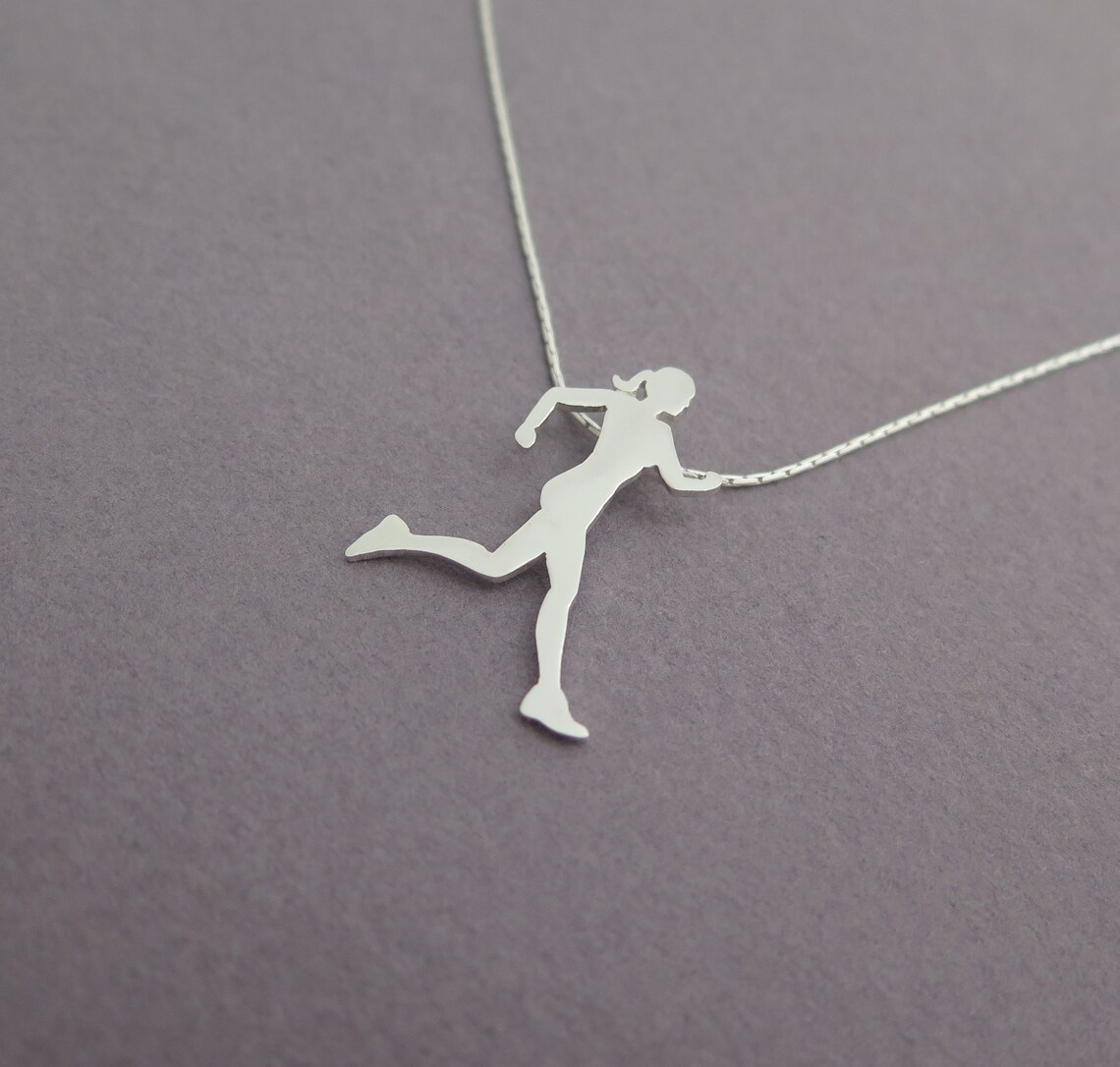 Runner Necklace - Running Woman Pendant - Sterling Silver - Sport ...