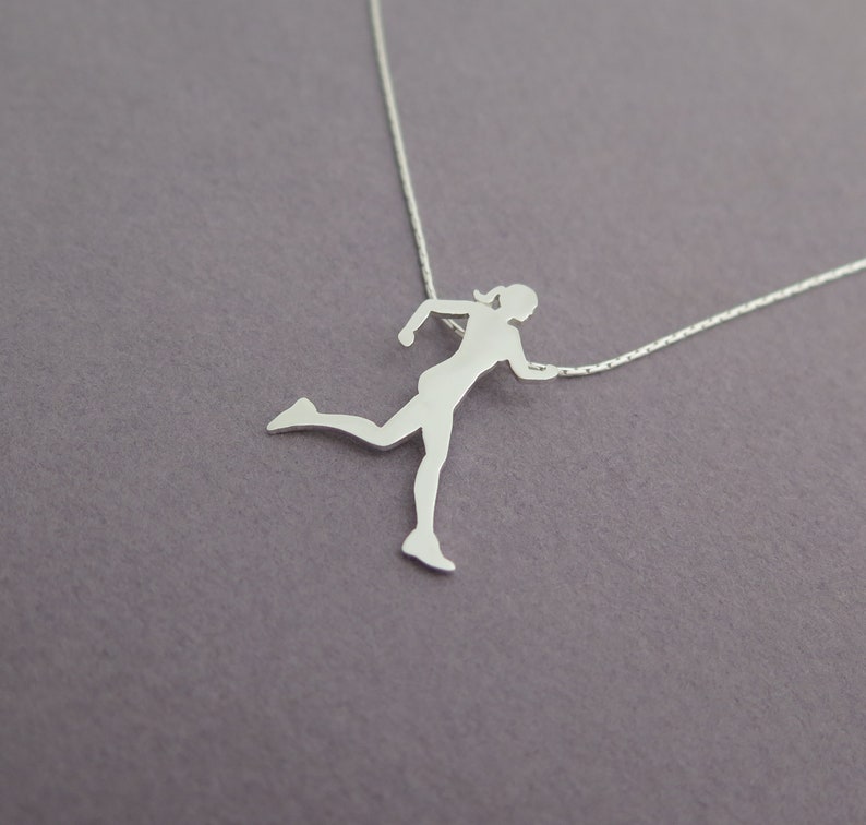 Runner Necklace - Running Woman Pendant - Sterling Silver - Sport ...