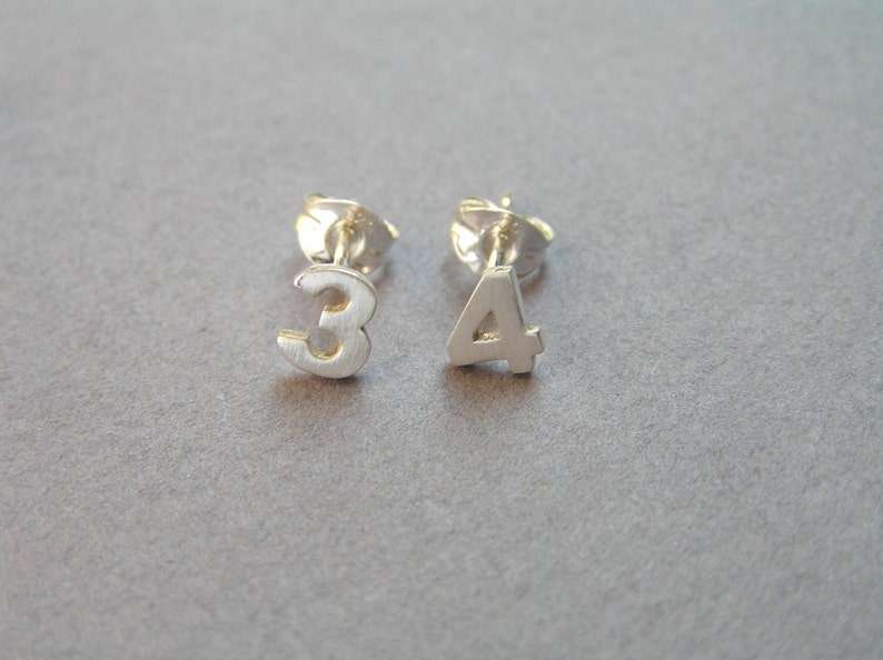 Numbers Stud Earrings - Sterling Silver - Personalized Jewelry - Custom ...