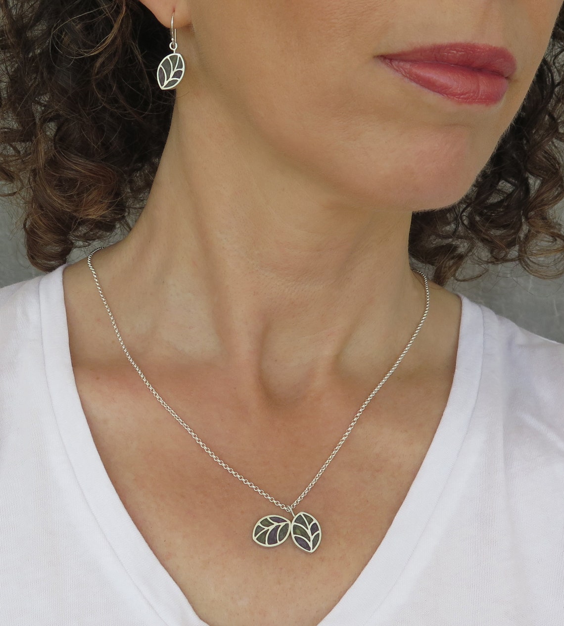 Leaf Necklace Leaves Pendant Necklace Silver Necklace for | Etsy