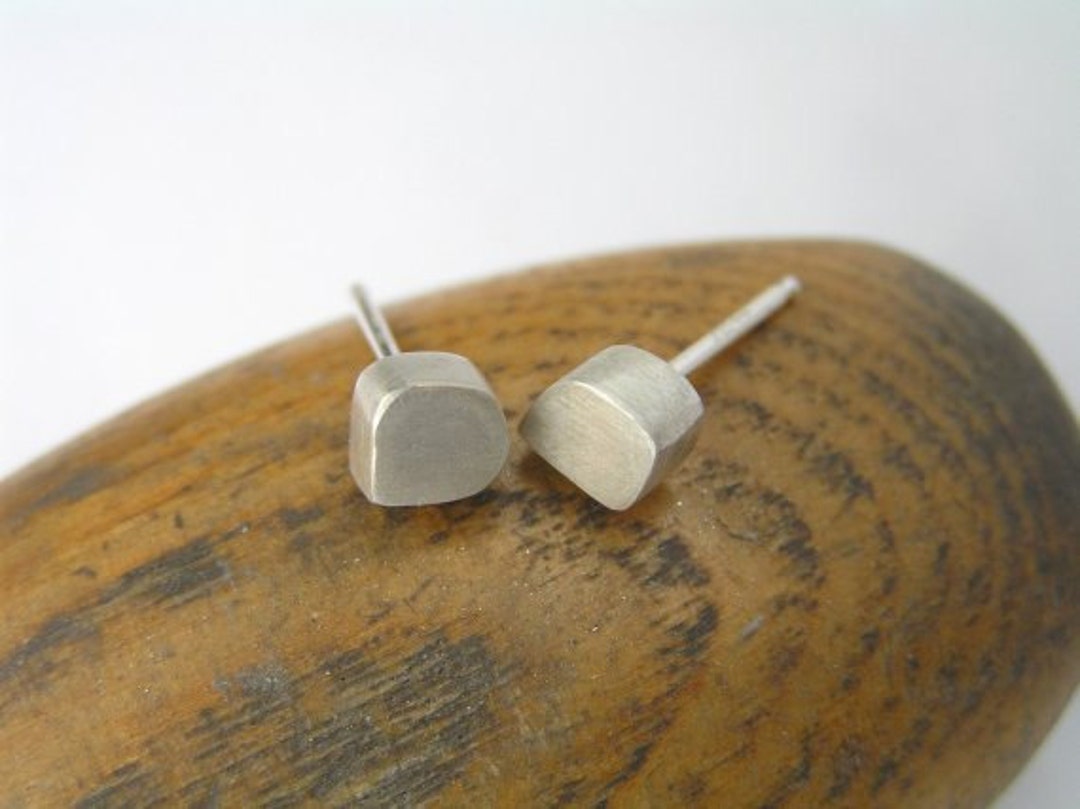 Sterling Silver Stud Earrings - Freeform Cubes - Etsy