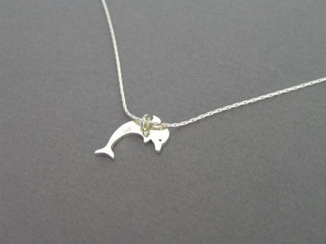 Sterling Silver Dolphin Necklace Pendant Animal Necklace | Etsy