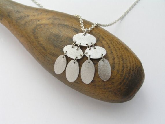 Sterling Silver Dangle Necklace Chandelier Necklace Oval - Etsy