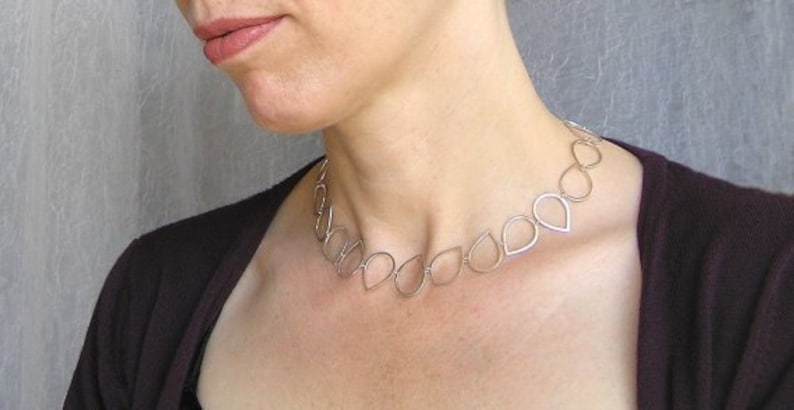 Silver Drops Necklace - Handmade Chain of Drops - Etsy