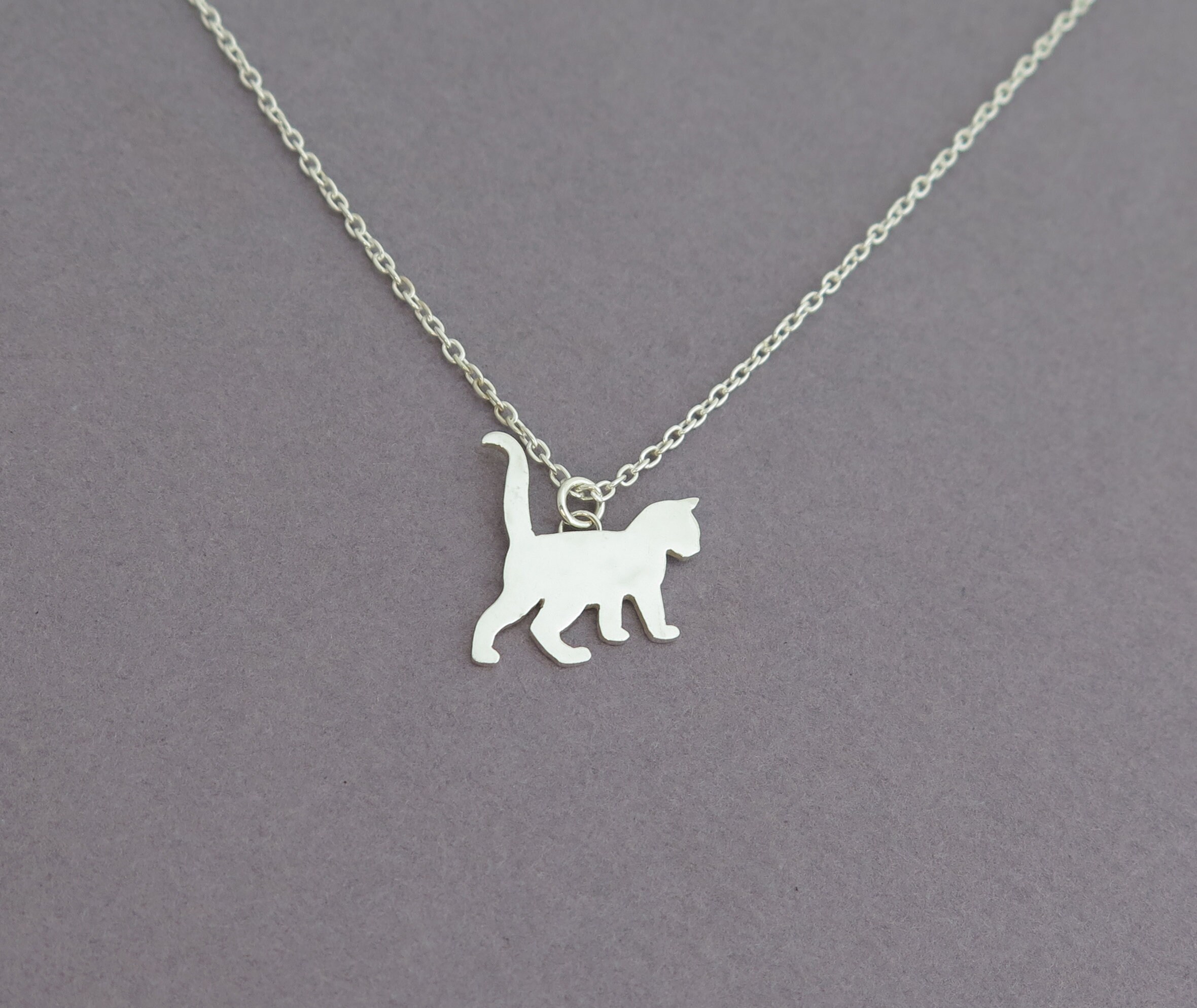 Cat Necklace, Cat Jewelry, Silver Necklace for Women, Cat Pendant ...