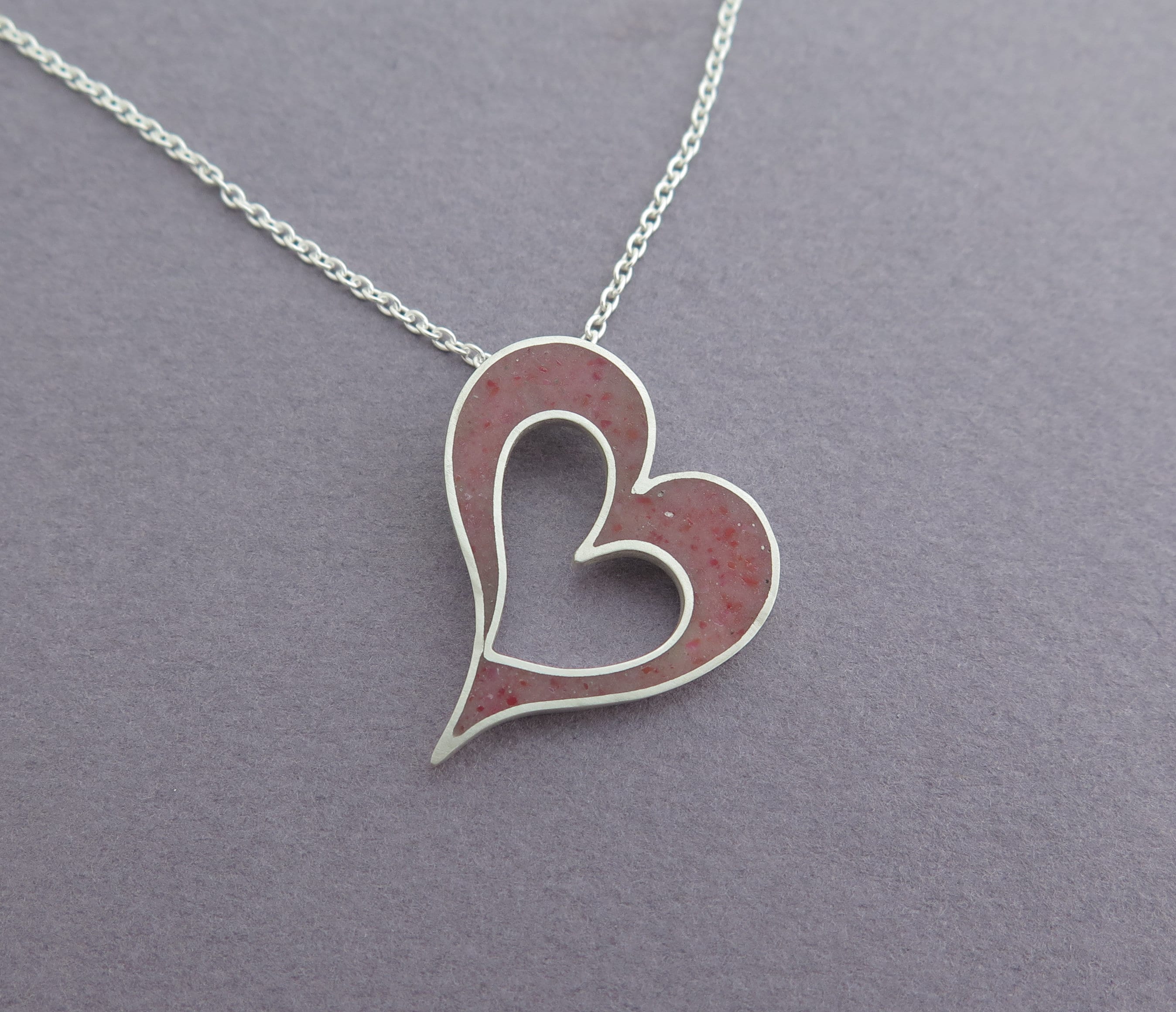 Heart Necklace Pink Heart Necklace Heart Pendant Necklace | Etsy