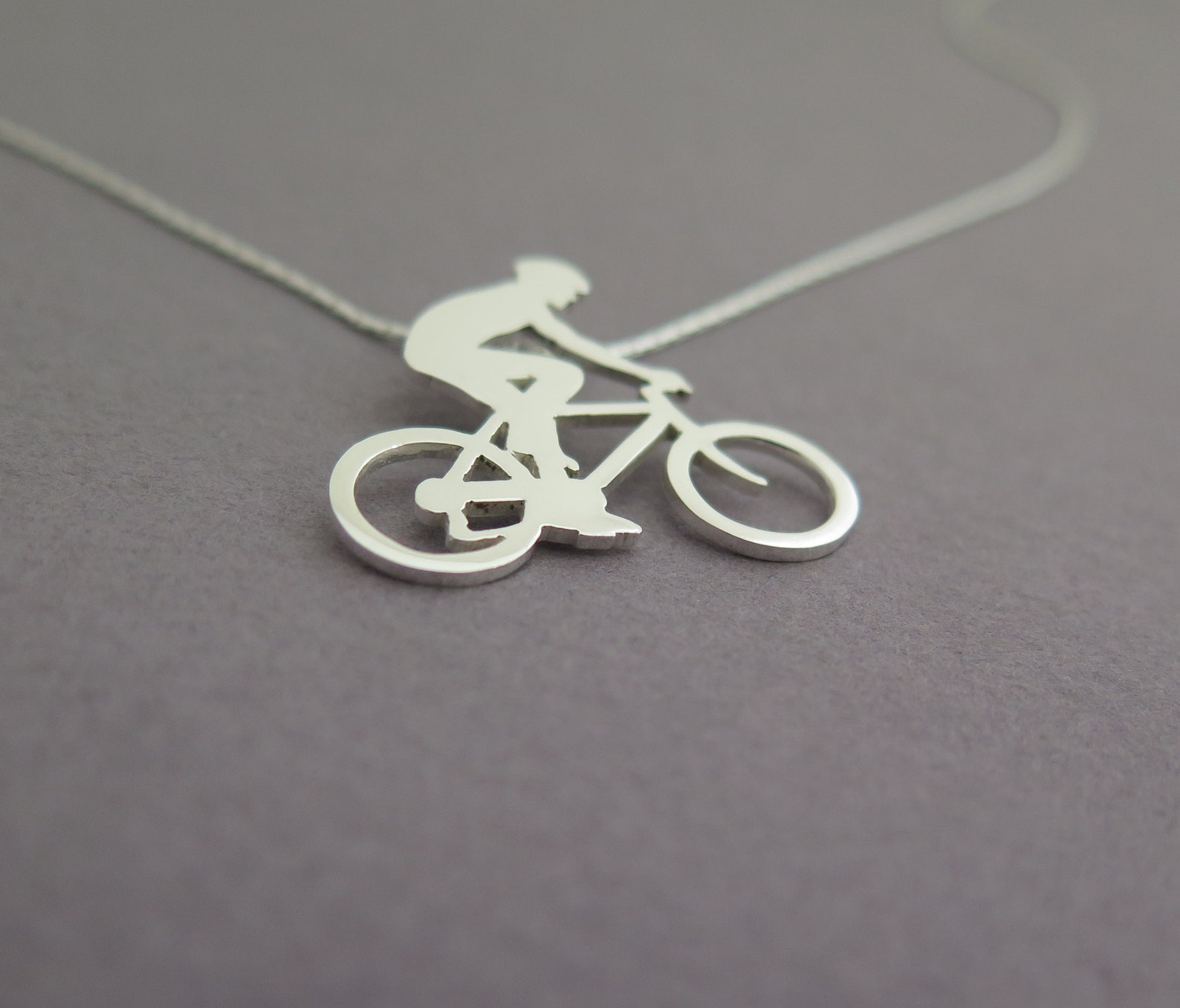 Bicycle Necklace Pendant Bike Rider Pendant Sterling - Etsy