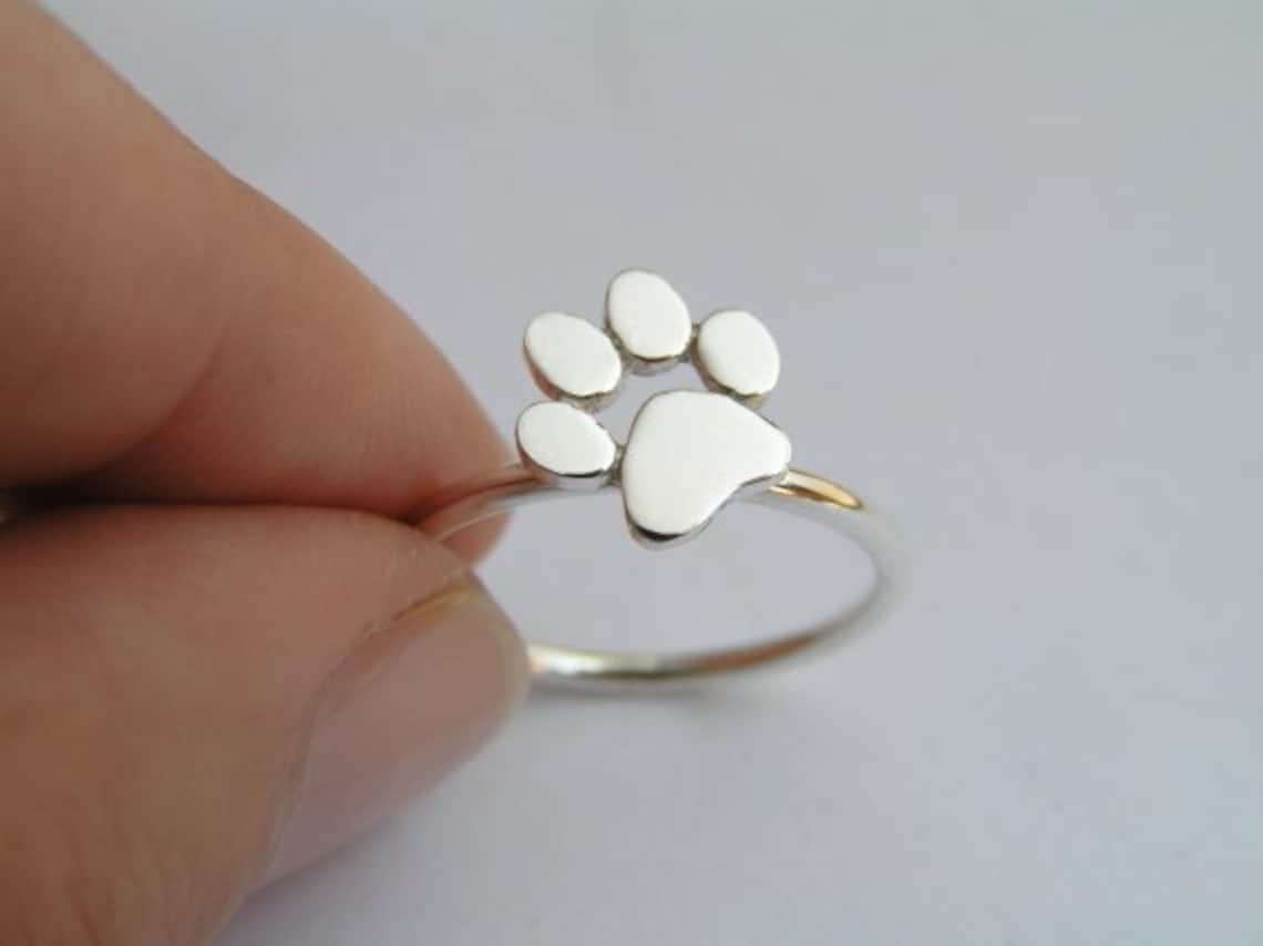 Paw Print Ring, Sterling Silver Ring, Paw Ring, Dog Paw Ring, Animal ...