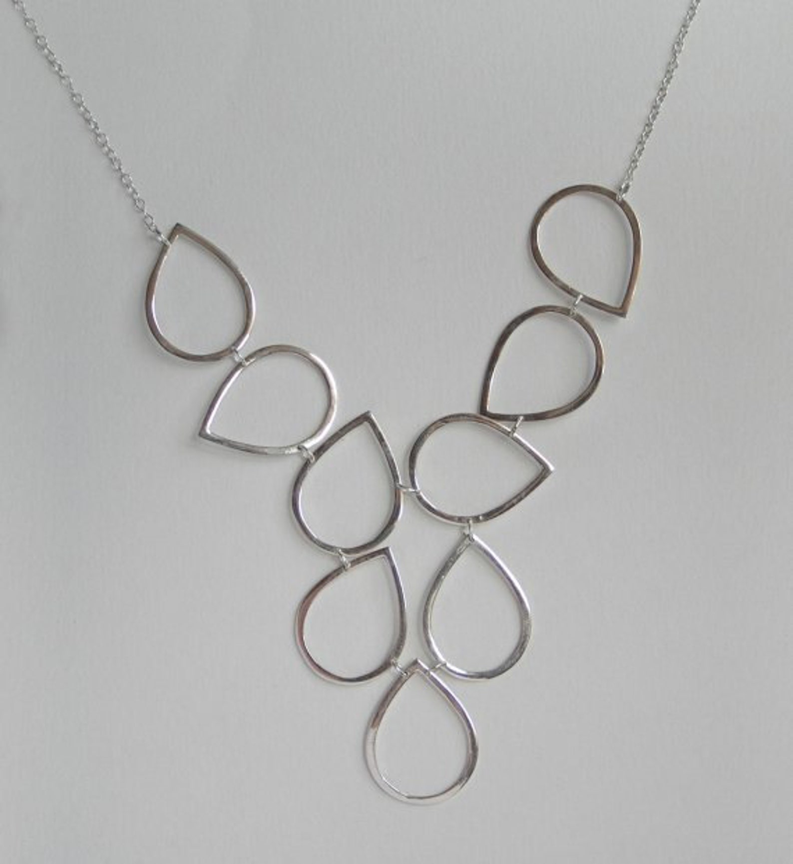 Sterling Silver Bib Necklace Drops Necklace Silver - Etsy