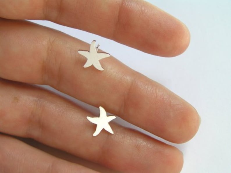 Silver Starfish Earrings - Sterling Silver Studs - Star Earrings - Hand ...