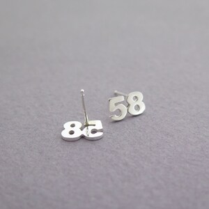 Personalized Earrings, Numbers Jewelry, Silver Stud Earrings, Numbers ...