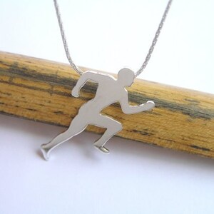 Runner Necklace Pendant - Silver Running Man Silhouette Pendant -hand ...