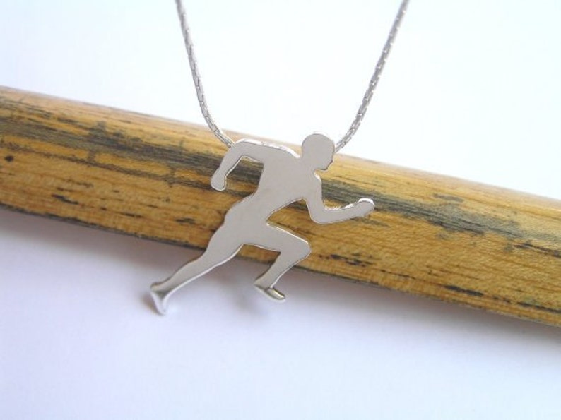 Runner Necklace Pendant Silver Running Man Silhouette | Etsy