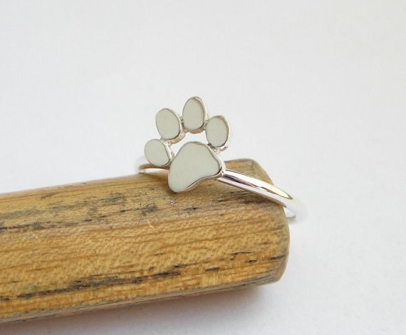 Paw Print Ring, Sterling Silver Ring, Paw Ring, Dog Paw Ring, Animal ...
