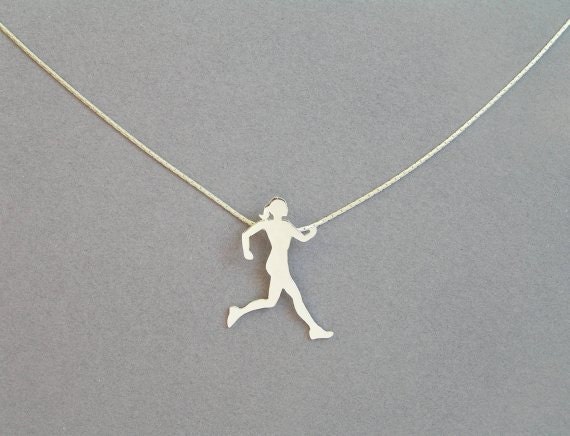 Runner Necklace - Running Woman Pendant - Sterling Silver - Sport ...