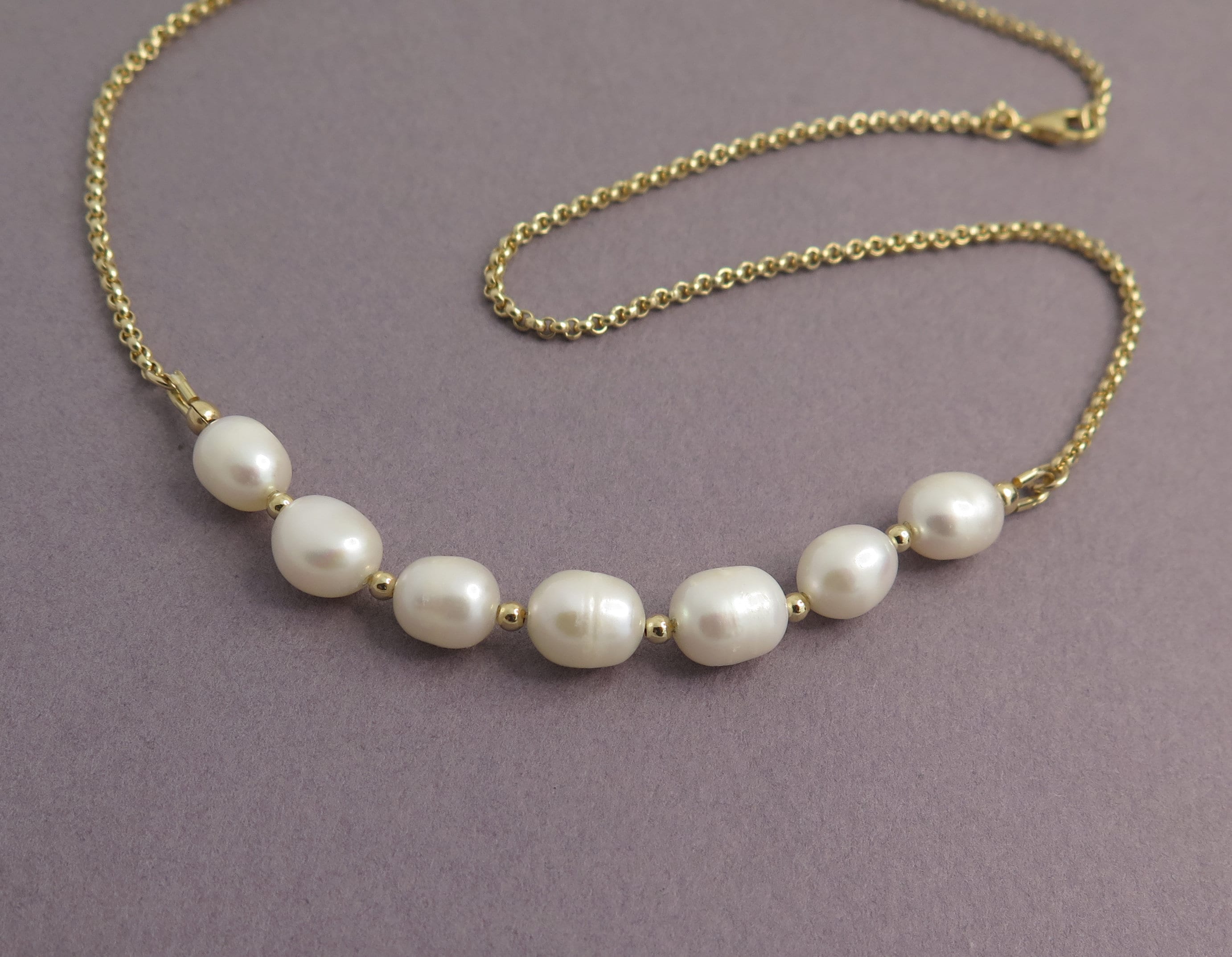 Pearl Necklace, Gold Necklace for Women, Pearl & Gold Necklace, Modern ...