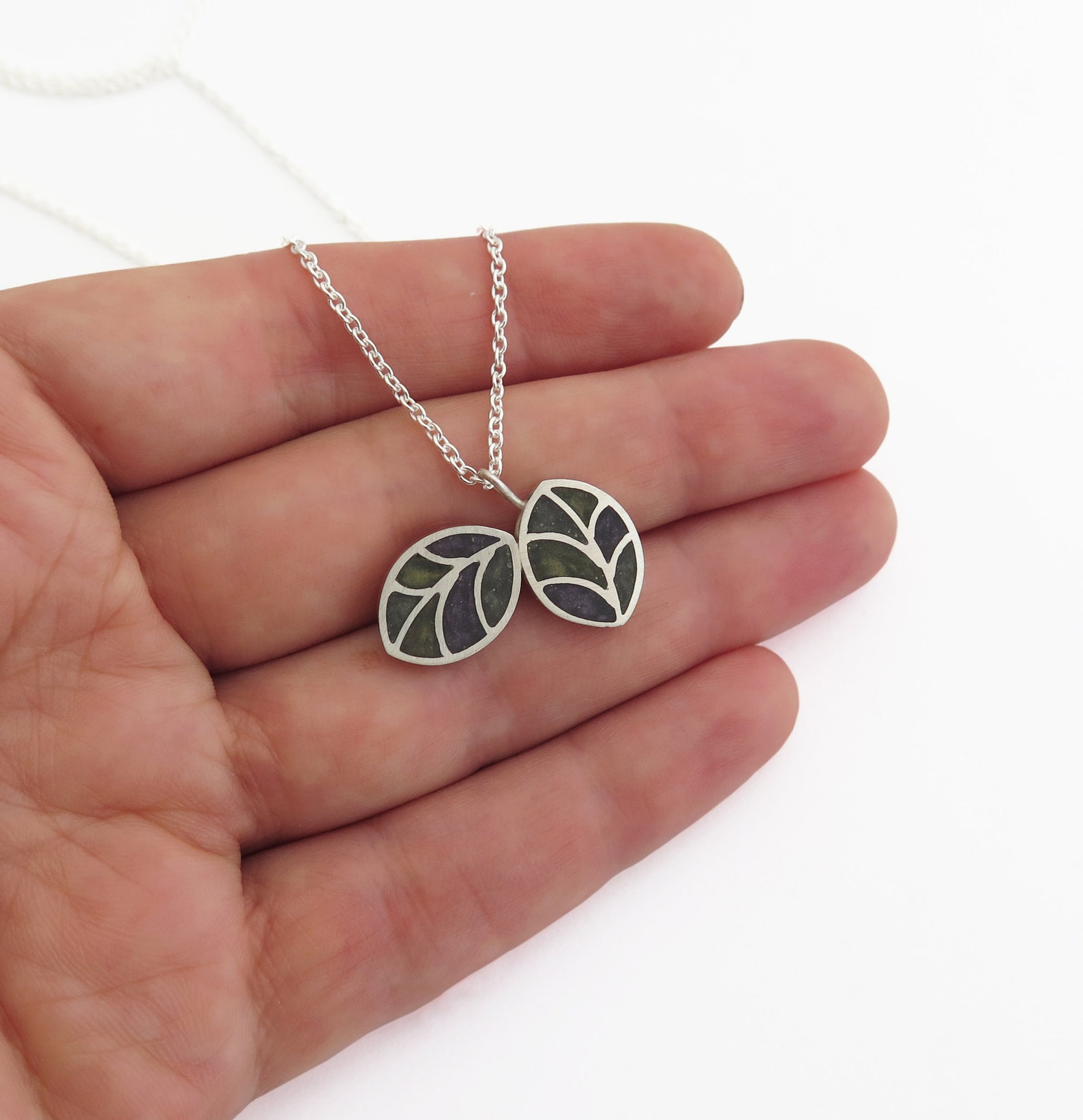 Leaf Necklace Leaves Pendant Necklace Silver Necklace for | Etsy