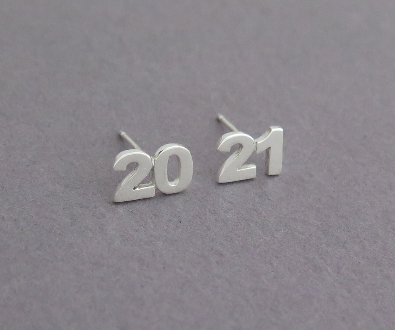 Custom Numbers Earrings - Number Stud Earrings - Two Digits Sterling ...