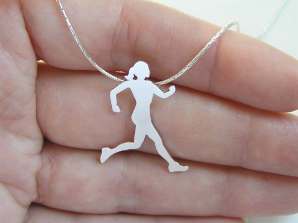 Runner Necklace - Running Woman Pendant - Sterling Silver - Sport ...