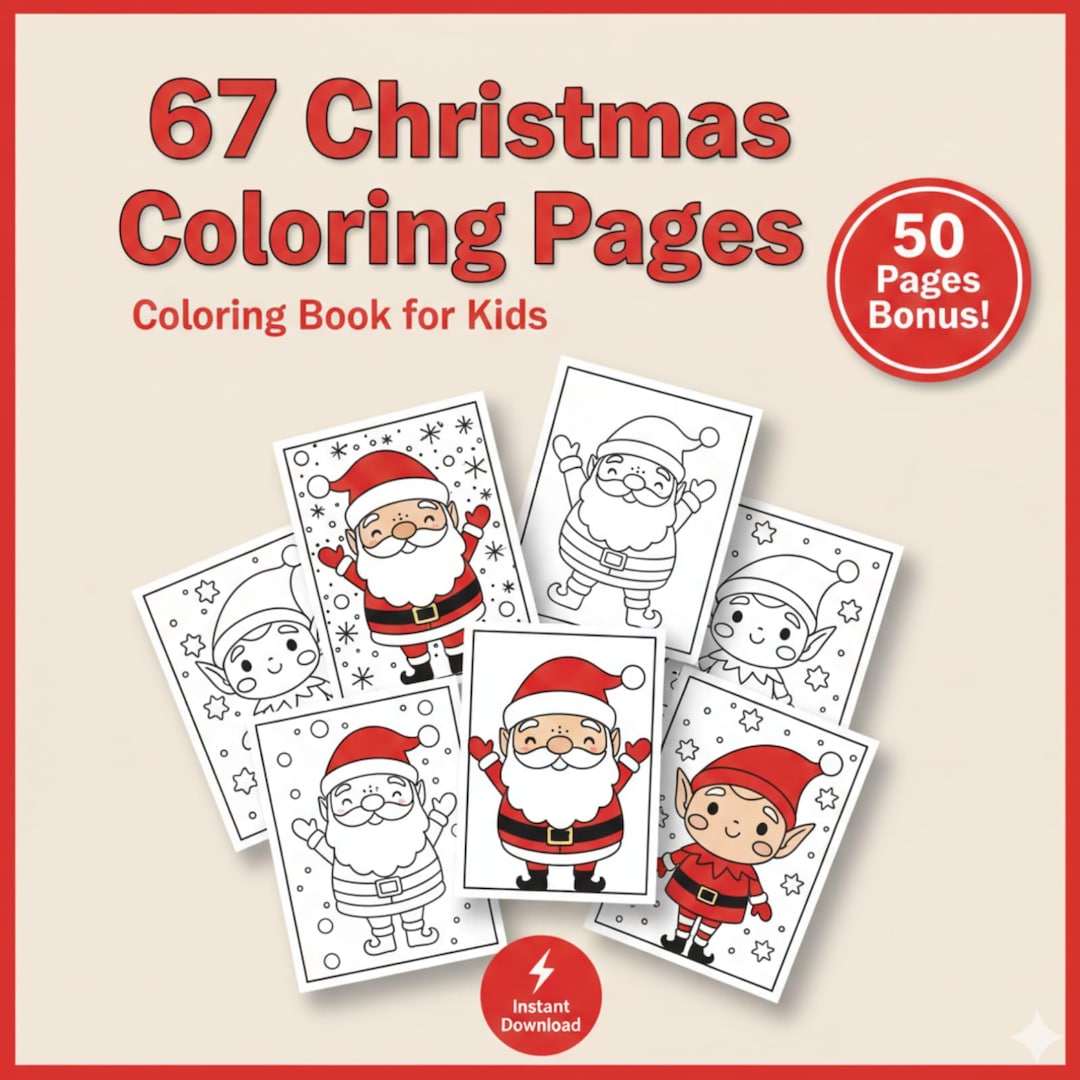 6-7 Christmas Coloring Pages Bundle – Viral Elf & Santa Meme Printable ...