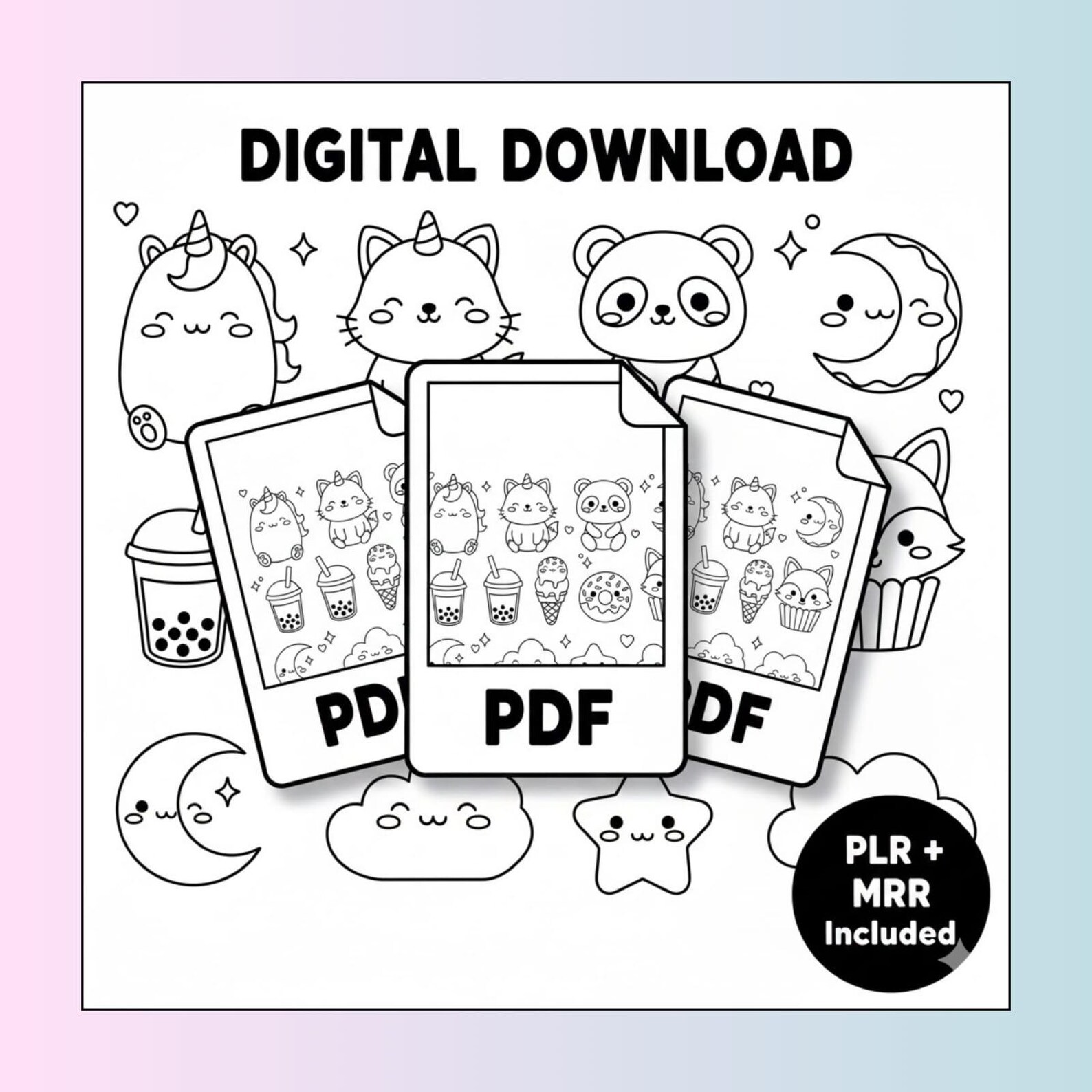 Kawaii Coloring Book | 100 Anime Pages, Kids & Adults (printable PDF ...
