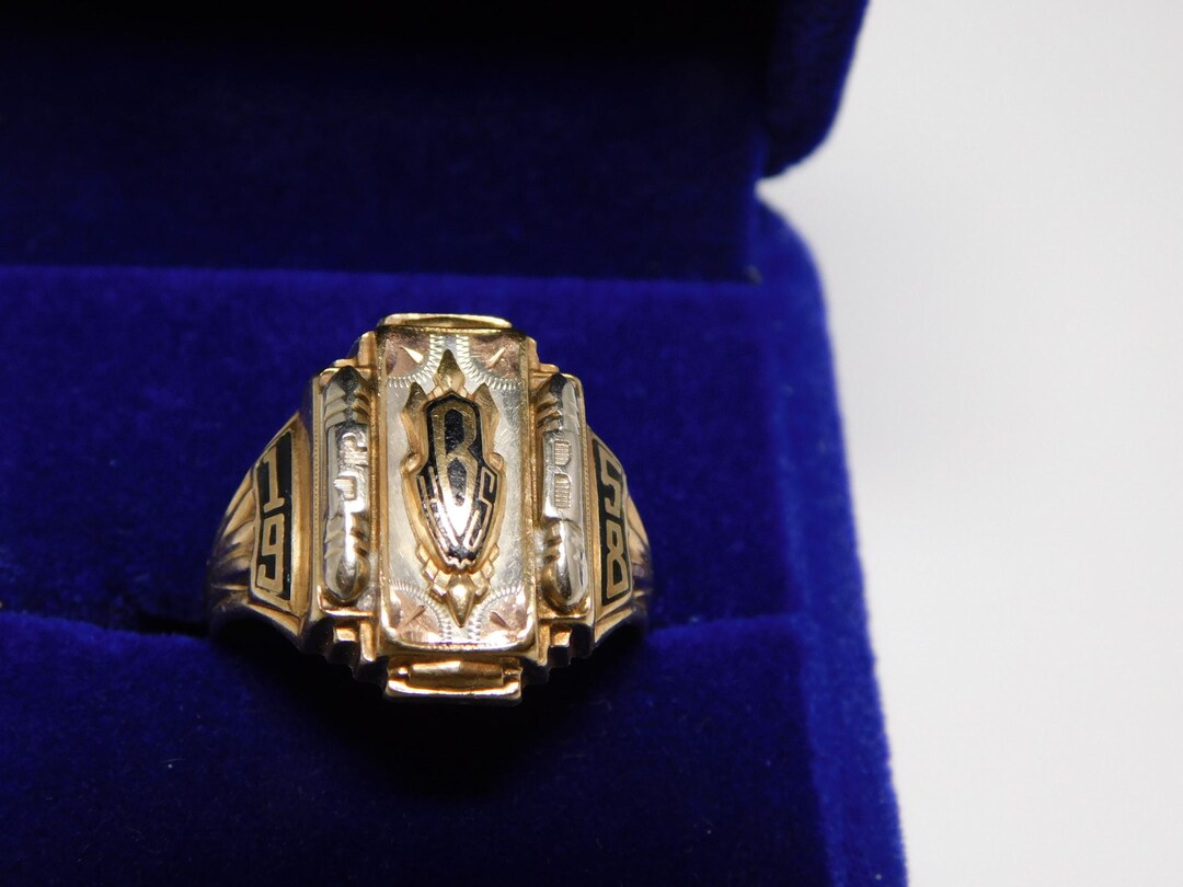 1958 Class Ring "b" YG/WG 10K Jostens 8.43 Grams Size 8 3/4 - Etsy