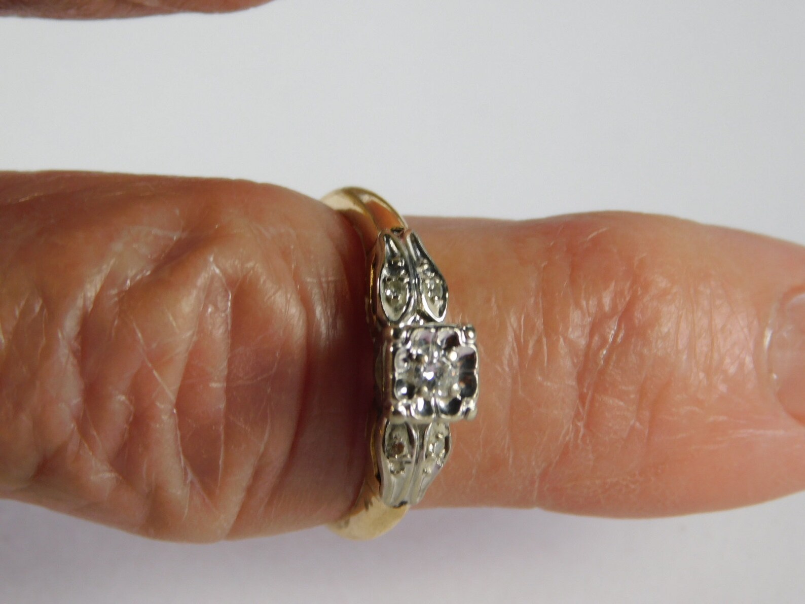 Vintage Diamond Engagement Ring .12 Carats Total Weight Yellow - Etsy