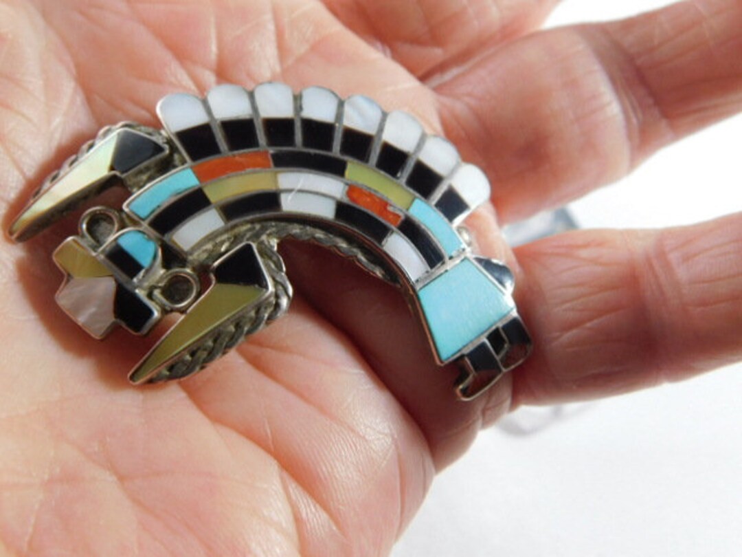 Zuni Rainbow Man Brooch Pendant 10 Grams Inlay Work Signed 1960's - Etsy
