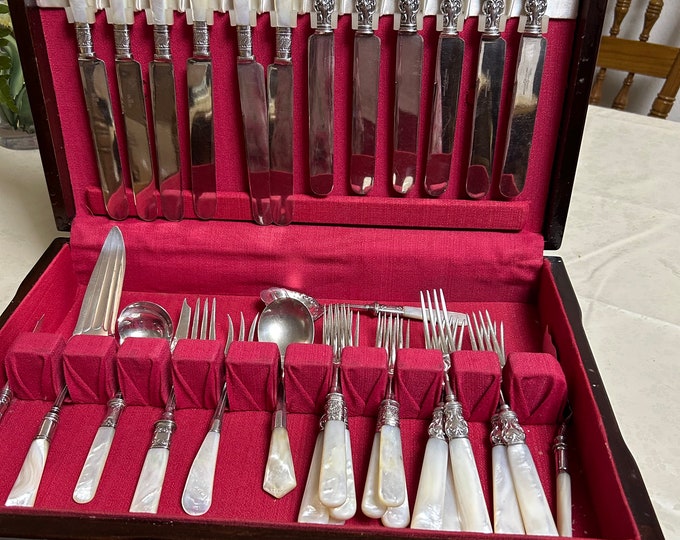Sterling Silver Flatware Set With Mother of Pearl Handles 32 Pieces ...