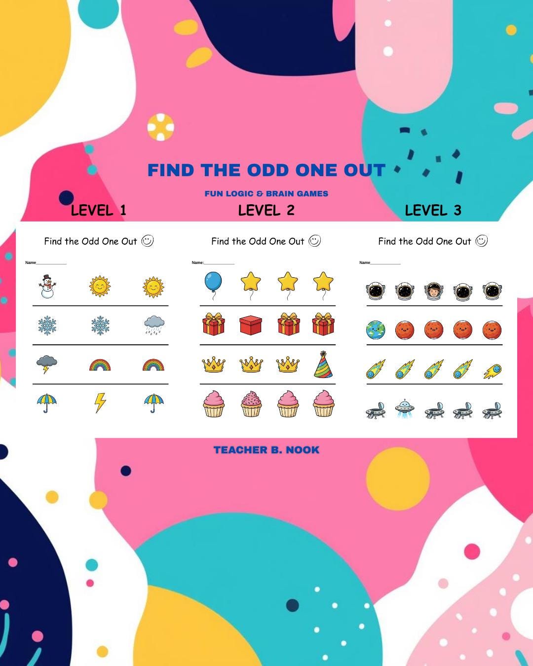 85 Page Find the Odd One Out PDF Bundle | 3 Level Visual Discrimination ...