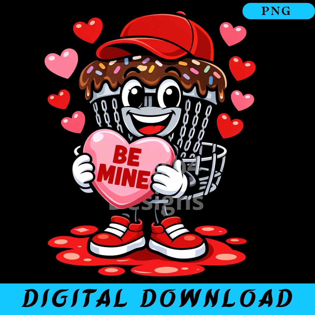 Be Mine Disc Golf Basket PNG: Funny Valentine’s Day Disc Golf Png Heart ...
