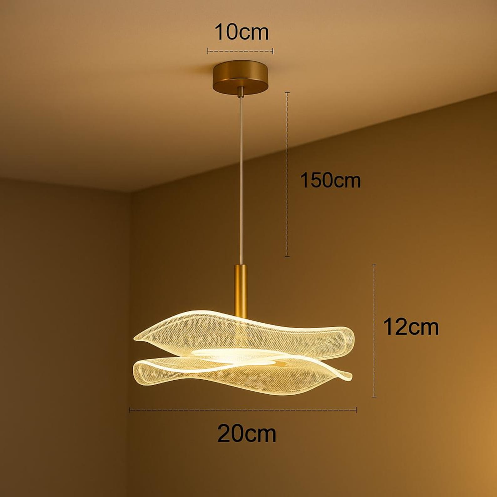 Modern LED Pendant Light – Wavy Glass Hanging Lamp. - Etsy