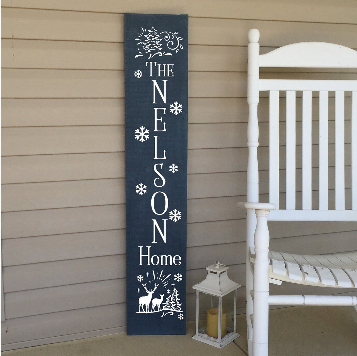 Porch Name Sign Front Porch Decor Family Name Sign Winter - Etsy