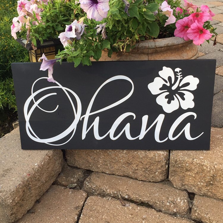 Ohana Wood Sign | Rustic Hawaiian Decor With Hibiscus - Etsy