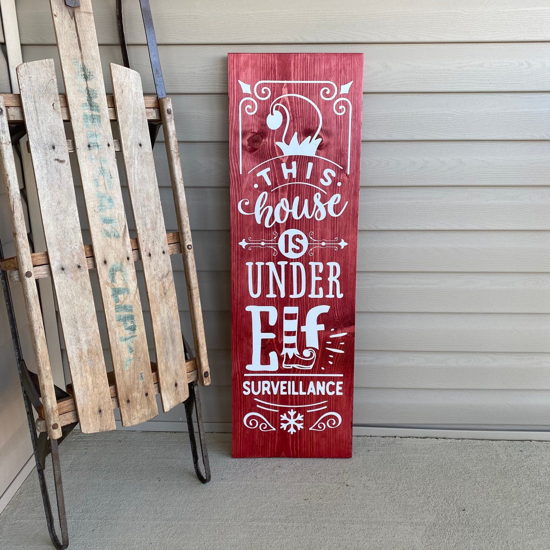 Christmas Elf Porch Welcome Sign, Front Porch Decor, This House is ...