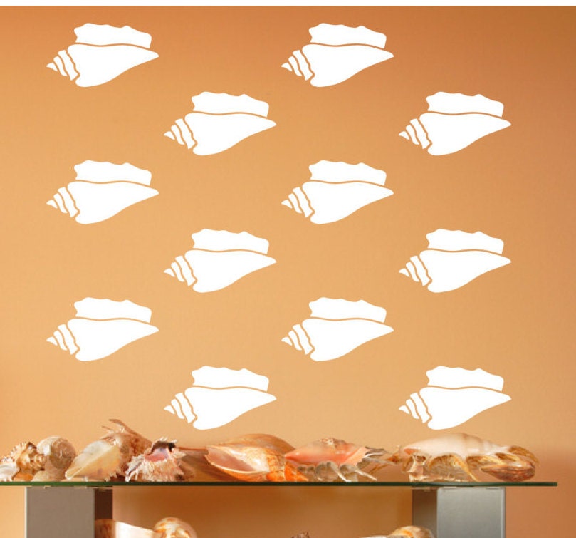 Conch Shell Decals Vinyl Wall Decals Seashell Decals | Etsy