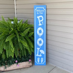Welcome to Our Pool Sign, Pool Decor, Backyard Sign, Deck Decor ...