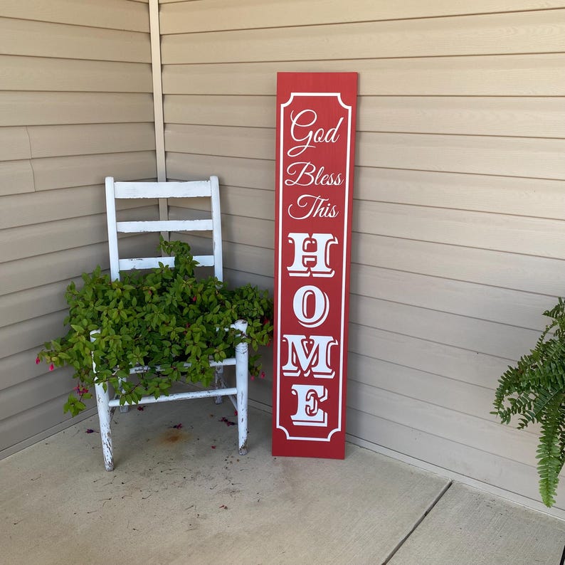 God Bless This Home Porch Welcome Leaner Sign, Front Porch Decor ...