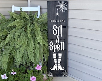 Halloween Come in and Sit A Spell Wood Primitive Sign Wall - Etsy