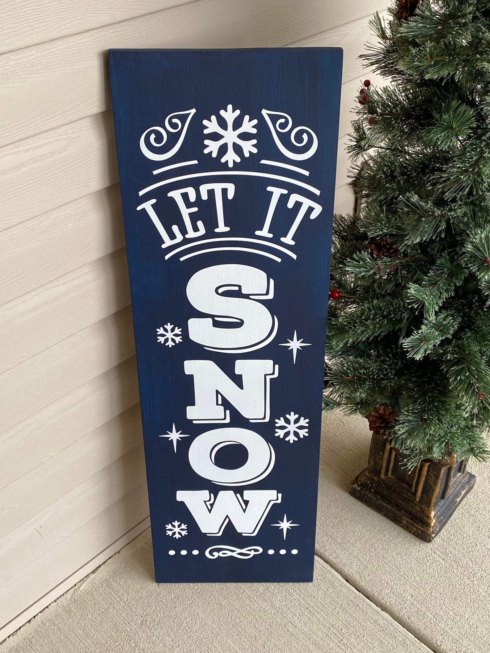 Winter Porch Decor Painted Wooden Vertical Porch Sign Let It - Etsy